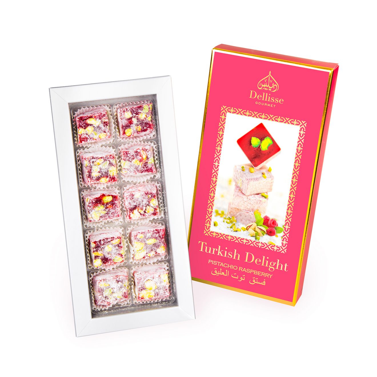 Turkish Delight – Pistachio Raspberry – 10 pcs – Dellisse Gourmet